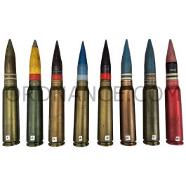 30mm GAU-8 Avenger Ammunition Colors 30x173mm Approx length 11.5"